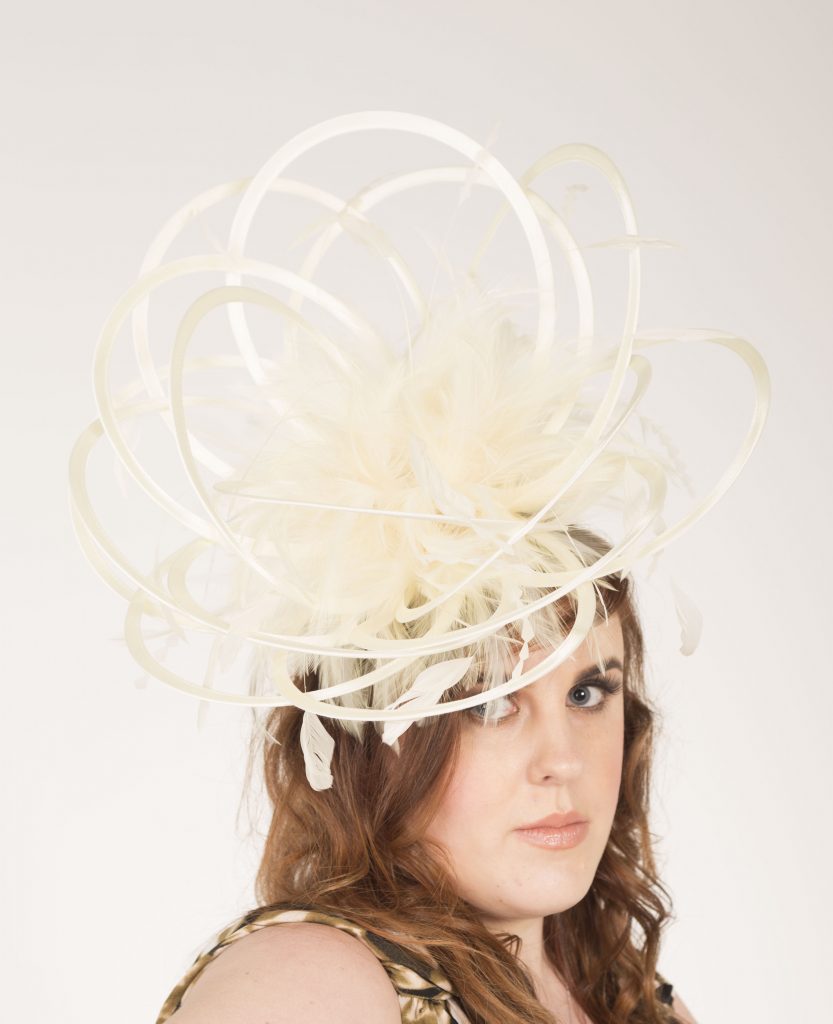 Cream Large Satin Loop Feather Fascinator hat - Sylvia - Maighread ...
