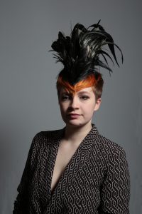 Black and Peacock Green Feather Mohawk Fascinator Pillbox - Maighread ...