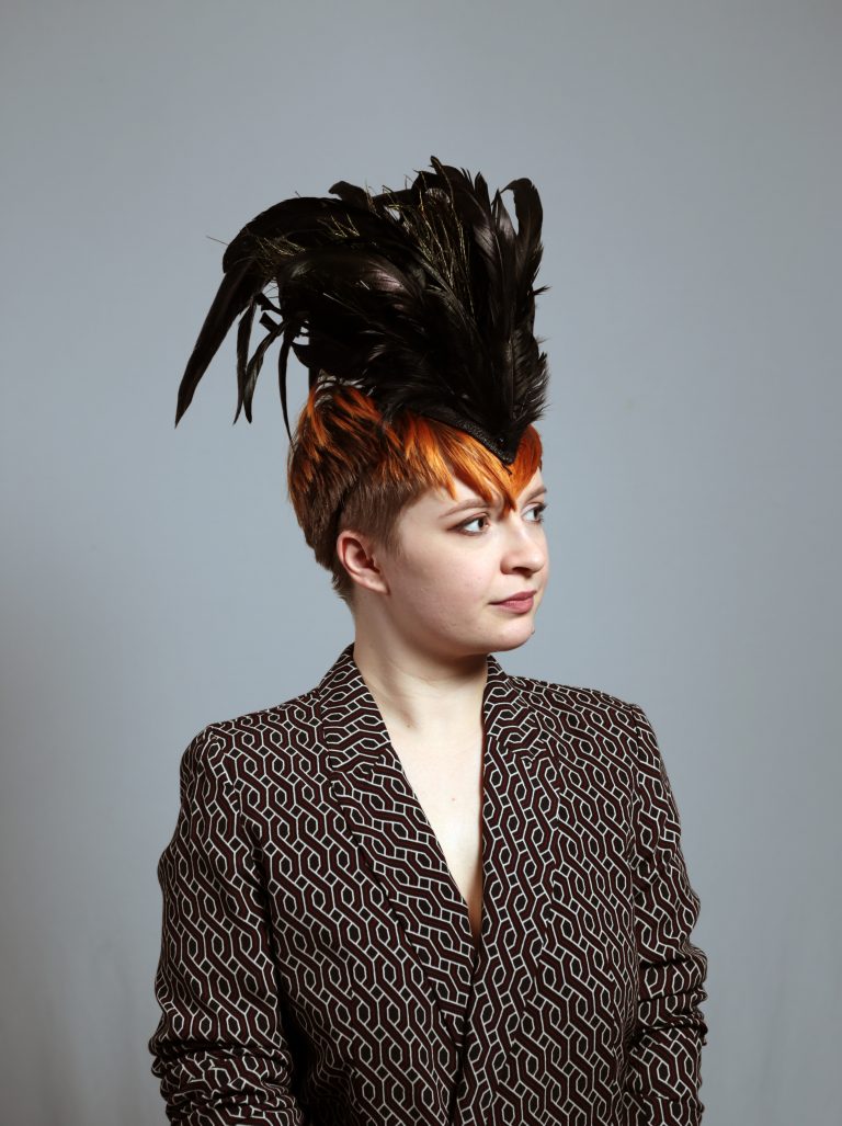 Black and Peacock Green Feather Mohawk Fascinator Pillbox - Maighread ...