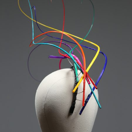 Rainbow curled quill floating fascinator hat (Red, Yellow, Hot Pink ...