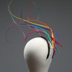 Rainbow curled quill floating fascinator hat (Red, Yellow, Hot Pink ...