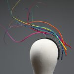 Rainbow curled quill floating fascinator hat (Red, Yellow, Hot Pink ...