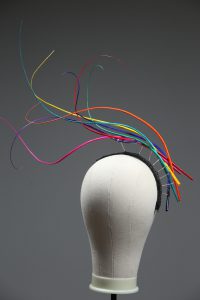 Rainbow curled quill floating fascinator hat (Red, Yellow, Hot Pink ...