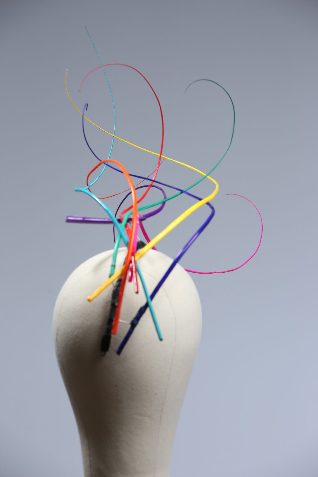 Rainbow curled quill floating fascinator hat (Red, Yellow, Hot Pink ...