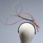 Rainbow curled quill floating fascinator hat (Red, Yellow, Hot Pink ...