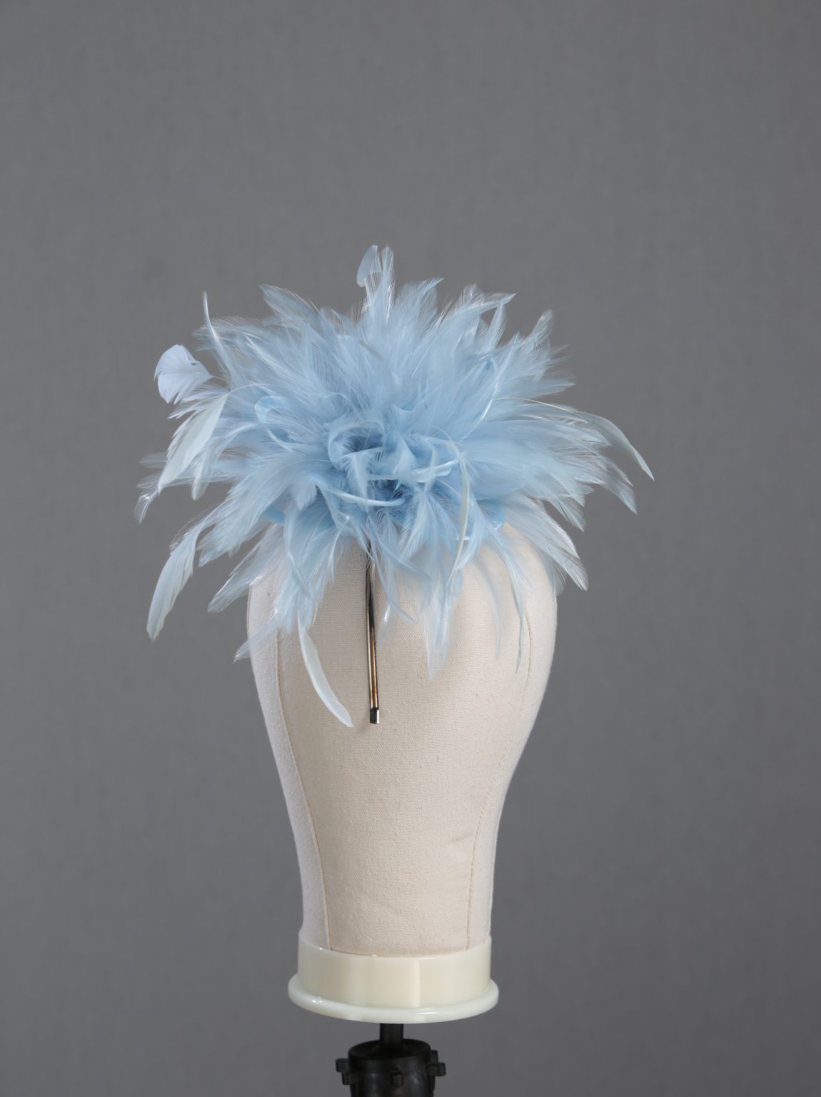Baby Blue Feather Small Fascinator hat - Abbie - Maighread Stuart Millinery